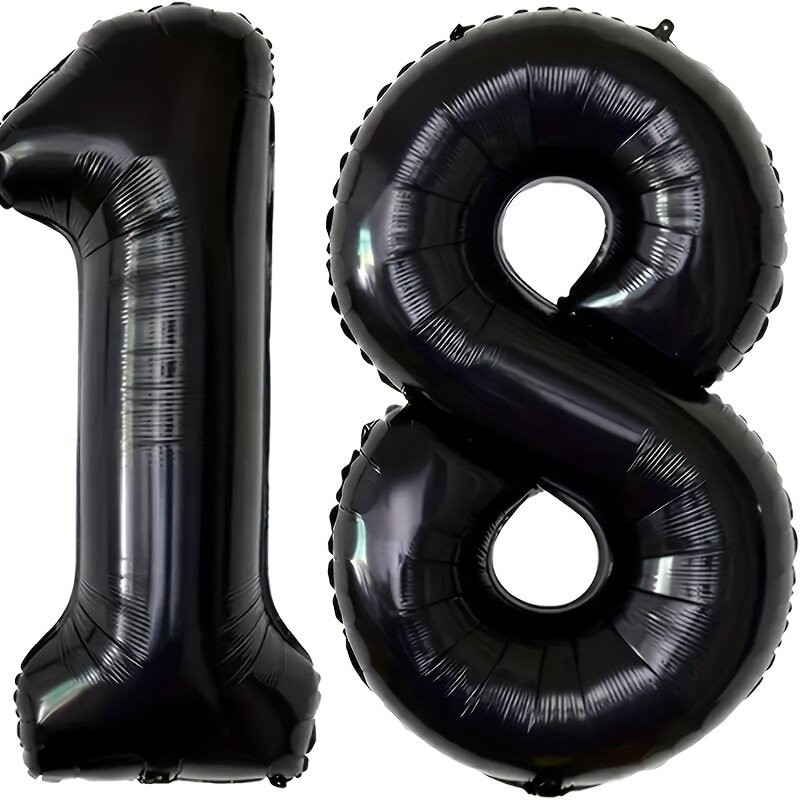 Набор из 18 черных фольгированных шаров 40 дюймов для 18-летия, юбилеев и праздничного декора