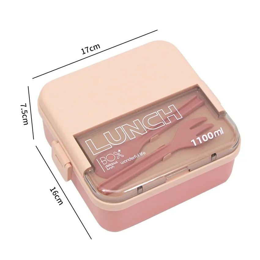 Детский ланч-бокс JUSTINLAU 1100/1800 мл Розовый, Pink Single layer