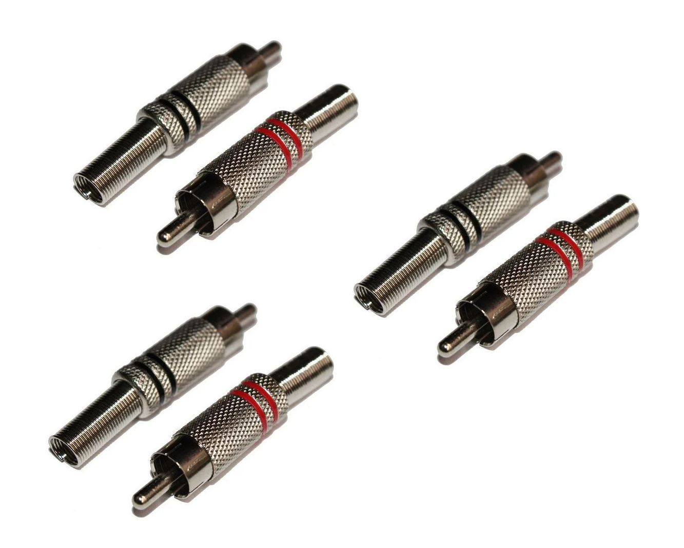 Разъем RCA (тюльпан) штекер, никель, комплект 6 штук