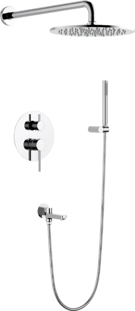 Душевой комплект Timo Saona SX-2379/00SM 7 в 1, встраиваемый, с внутренней частью в комплекте, со смесителем, с изливом, с тропическим душем, латунный, хром, глянцевый, душевая система