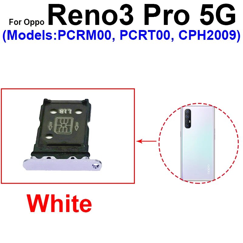 Лоток для SIM-карты для OPPO Reno 3 Reno 3Pro Reno 3 Vitality Edition гнездо для SIM-карты Micro SD кардридер держатель Слот Замена