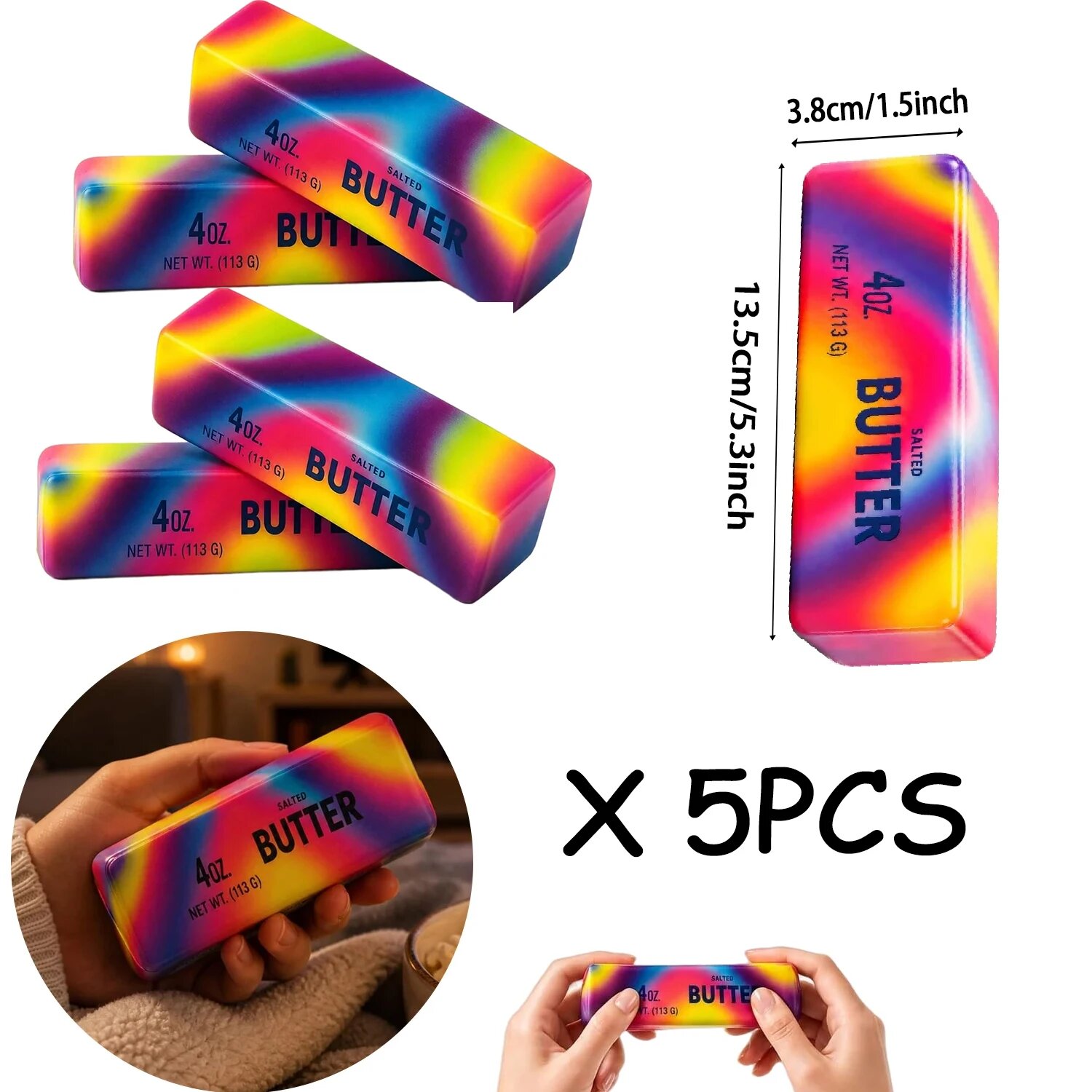Мягкая игрушка-антистресс в форме батончика сливочного масла 5Pcs Colorful Butter