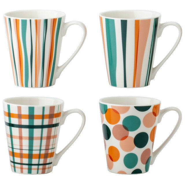 Набор кружек TODELIA "Акварель", костяной фарфор, 300 мл, 4 шт