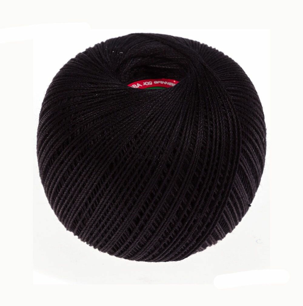 Пряжа для вязания ПНК им. Кирова Роза 7214 чёрный 50 гр/330 м 100% мерсеризованный хлопок