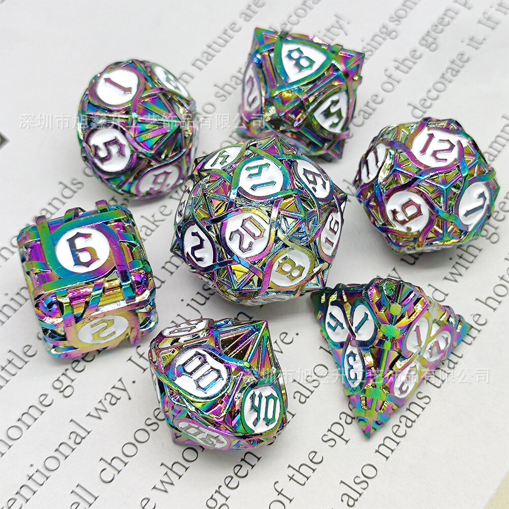 Кубики D20 COC D&D, металлические, белые