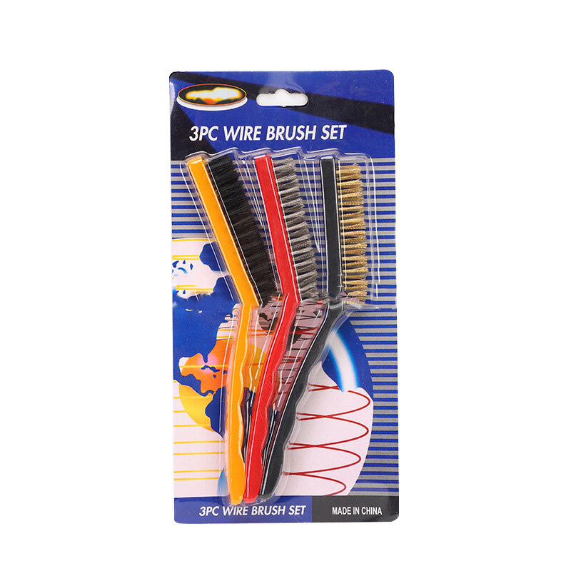 Проволочная щетка изогнутая ручка каменная кисточка металлические детали для очистки сварки сварки ржавой пыли 9 дюйма 3 шт.