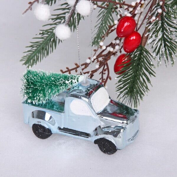 Елочная игрушка Серпантин Новогодний экспресс 4х9х11 см, цвет голубой