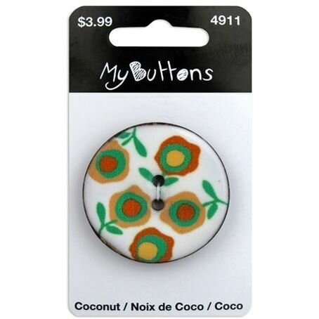 Пуговица BLUMENTHAL LANSING "My Buttons", Coconut, White Flowers, микс цветов