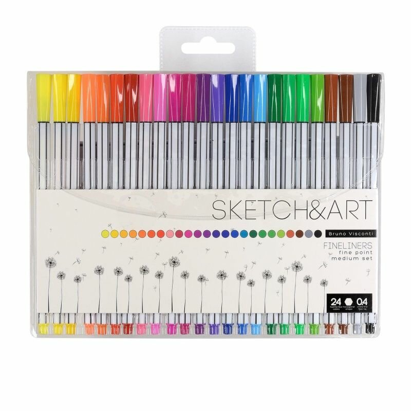Набор линеров Sketch&Art 24 цвета, 0,4 мм, в ПВХ кармане (36-0013)
