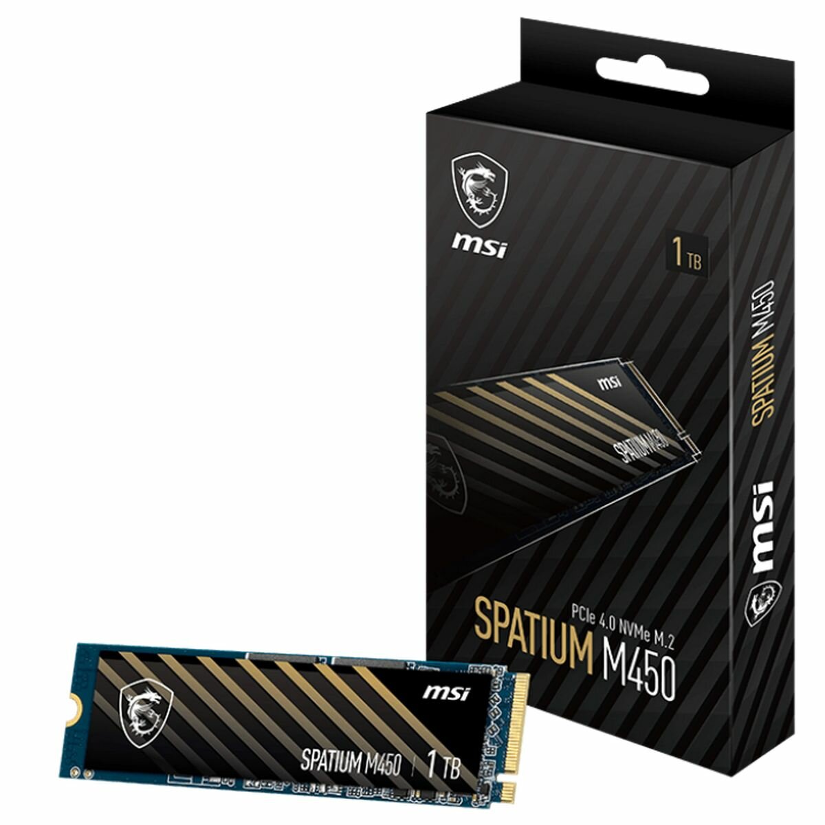 Твердотельный накопитель SSD MSI M.2 2280 1TB SPATIUM M450 Client SSD S78-440L0M0-P83, PCIe Gen4x4 with NVMe, 3D TLC, R/ W 3600/ 3000