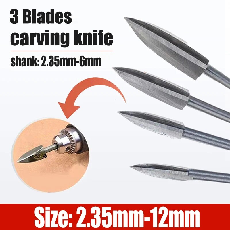 Фрезы HSS 3 лезвия 2,35-12 мм 3mm shank, 3mm