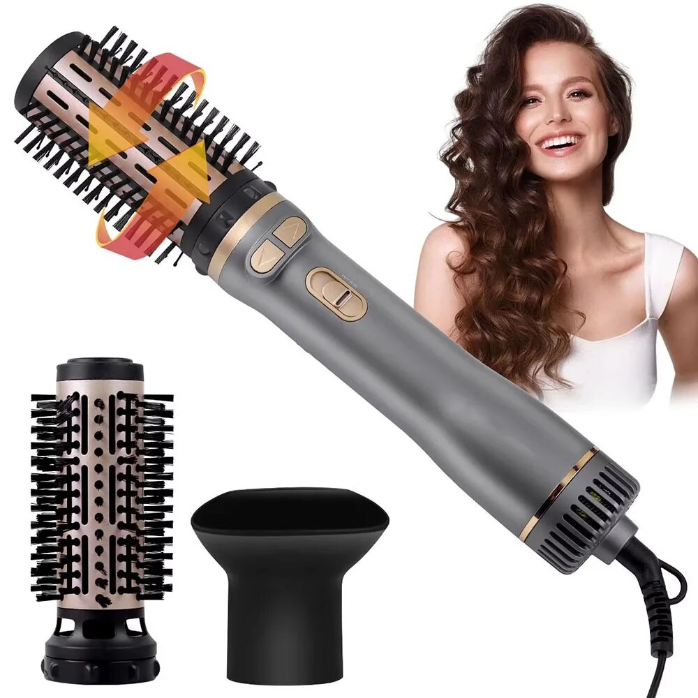 Вращающаяся щетка для фена 3 в 1 электрическая расческа новый выпрямитель с горячим воздухом бигуди большая волна 3 шестерни воздуходувка сменные 3 головки