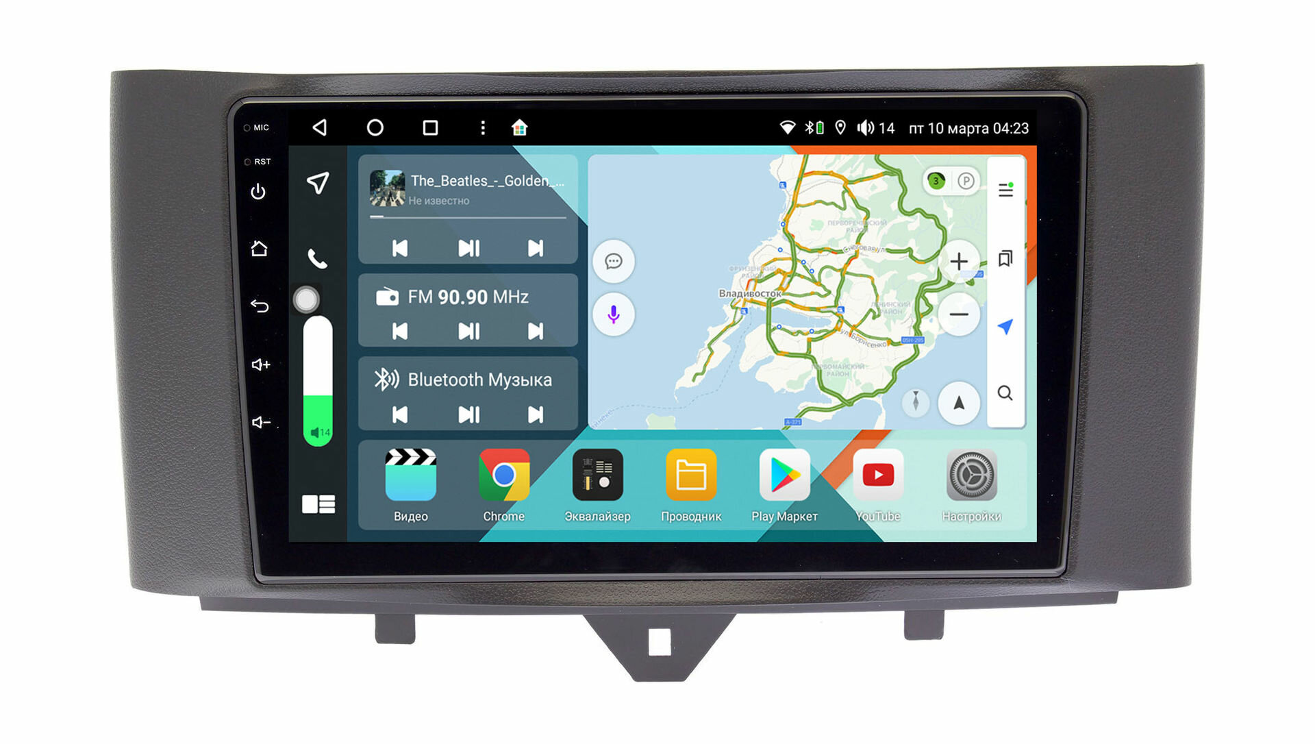 Магнитола SMART ForTwo (451) 2011 - 2017 9 дюймов, 4/64GB, 8 ядер, DSP, 4G, Android 10 / Wide Media