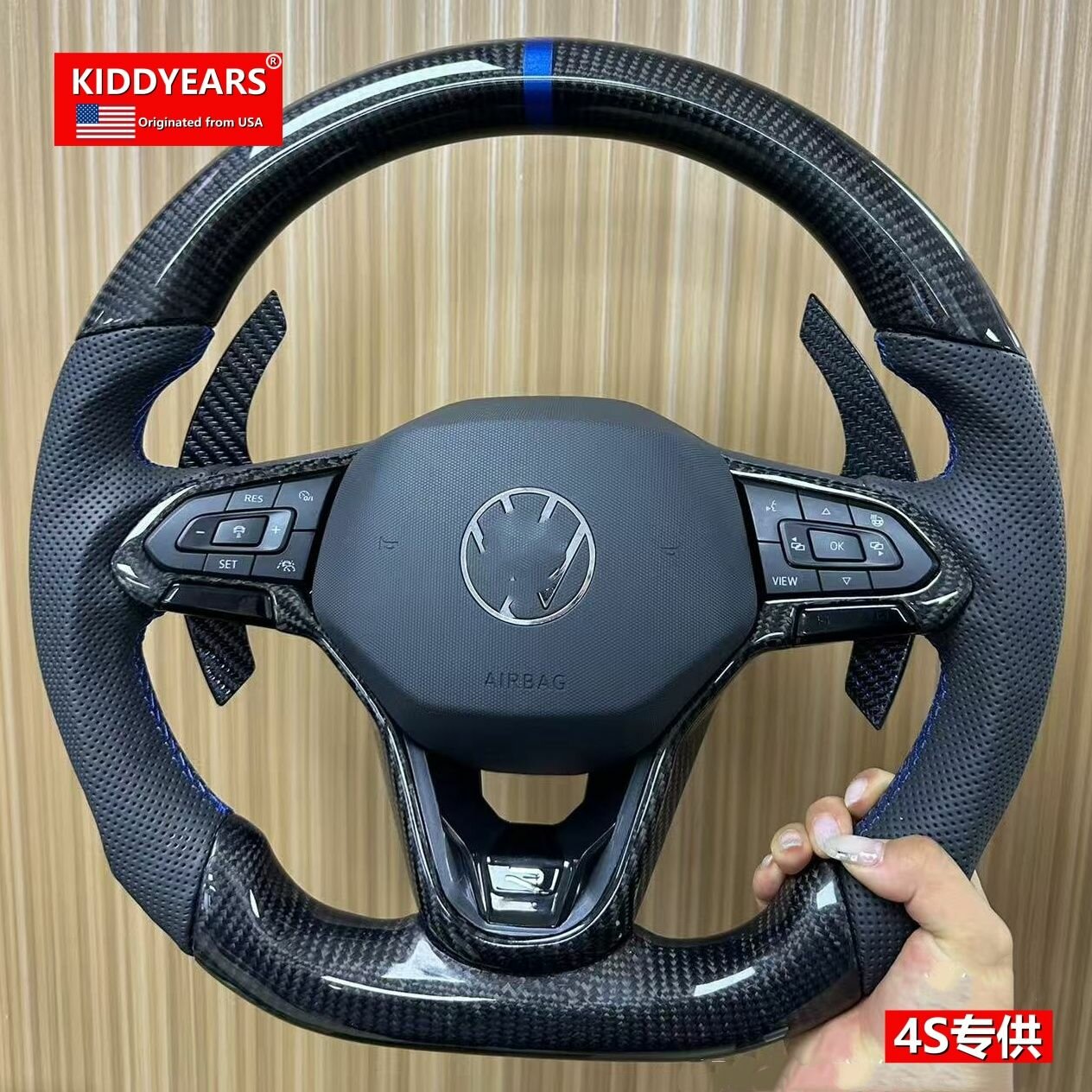 Рулевое колесо из углеродного волокна для Volkswagen Golf 6/7, Tiguan, Passat (платформы PQ и MQB) в сборе