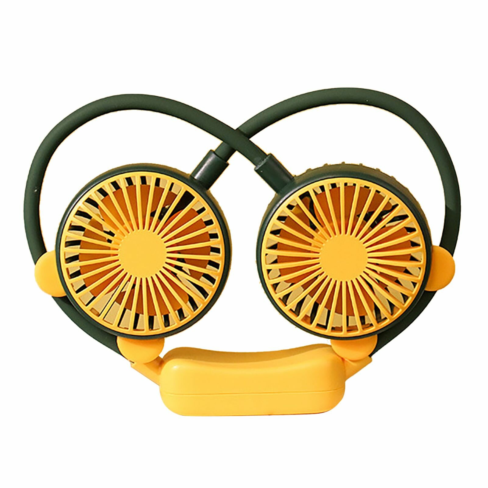 Портативный шейный вентилятор Гибкий носимый USB перезаряжаемый мини-подвесной вентилятор без рук для офисных путешествий Зеленый