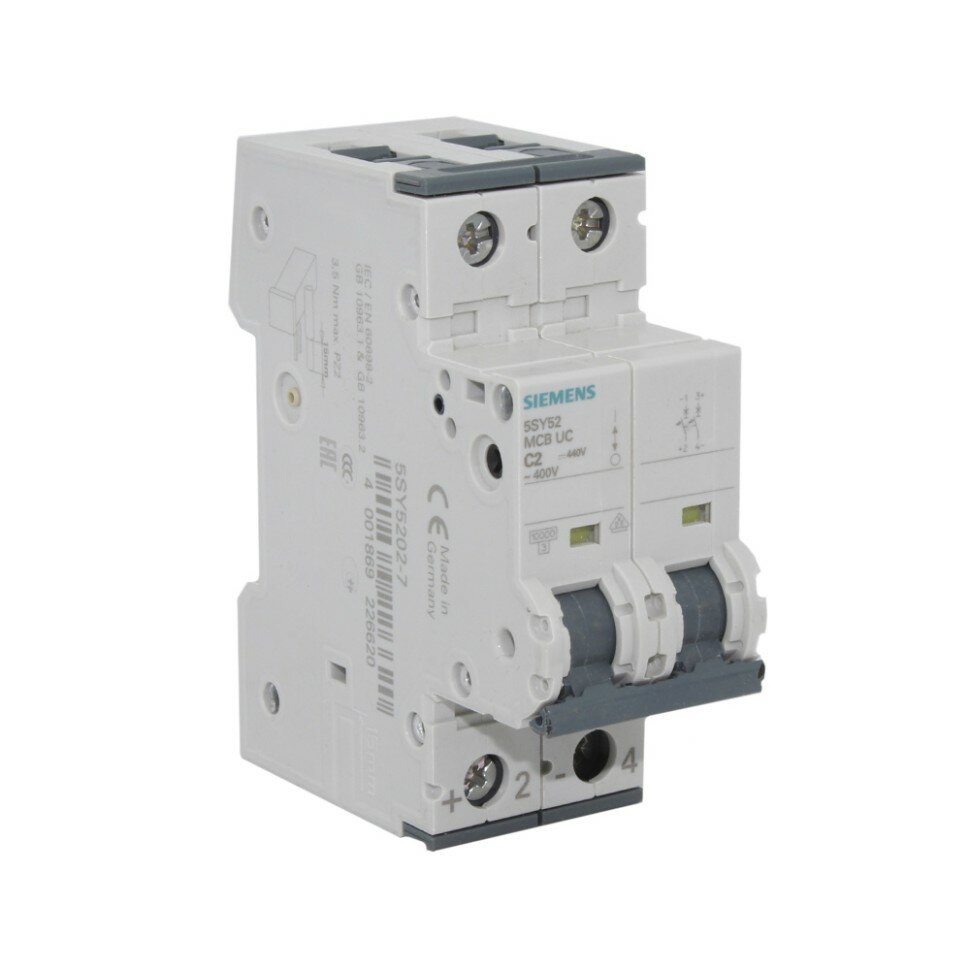Siemens 5SY5202-7 2P 2A (C) 10kA Автоматический выключатель