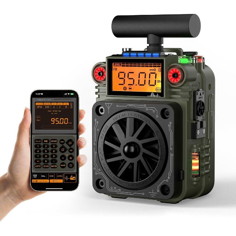 Радио AM/FM/КВ, портативное мини-радио с управлением через приложение, съемный аккумулятор, T-образная антенна, аварийный сигнал SOS для кемпинга и чрезвычайных ситуаций