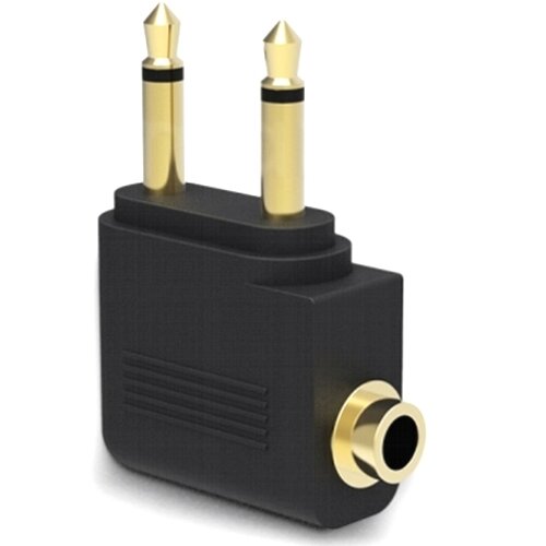 Аудио-переходник 3.5мм Premier 2-074G для наушников в самолёте два моно-штекера(TS) на одно стерео-гнездо(TRS)