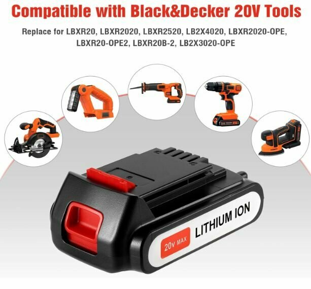 Совершенно новый литий-ионный аккумулятор для Black & Decker 20В LB2X4020