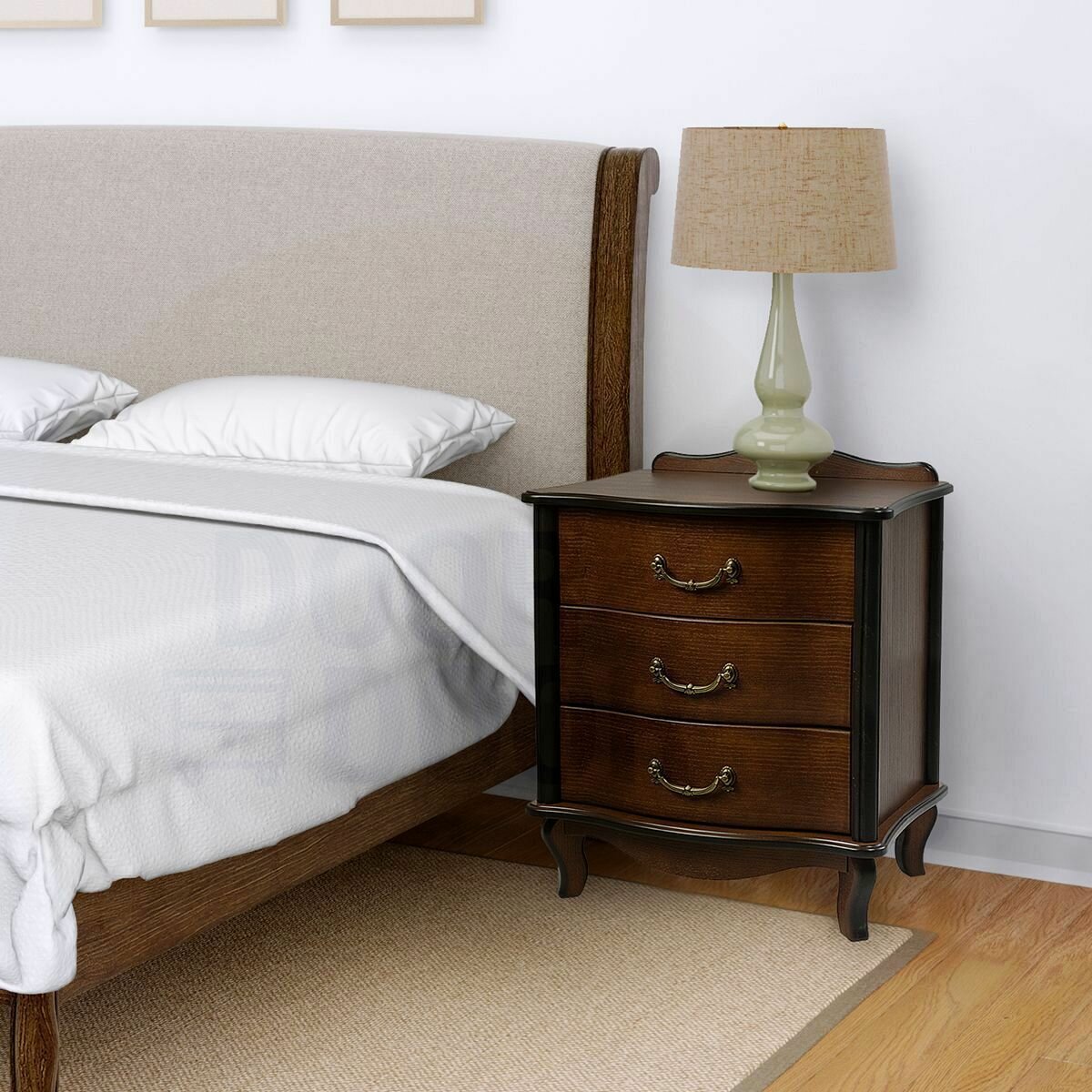 Тумбочка Джульетта, МДФ, орех, 49,8x57x40,4 см, 3 ящика.