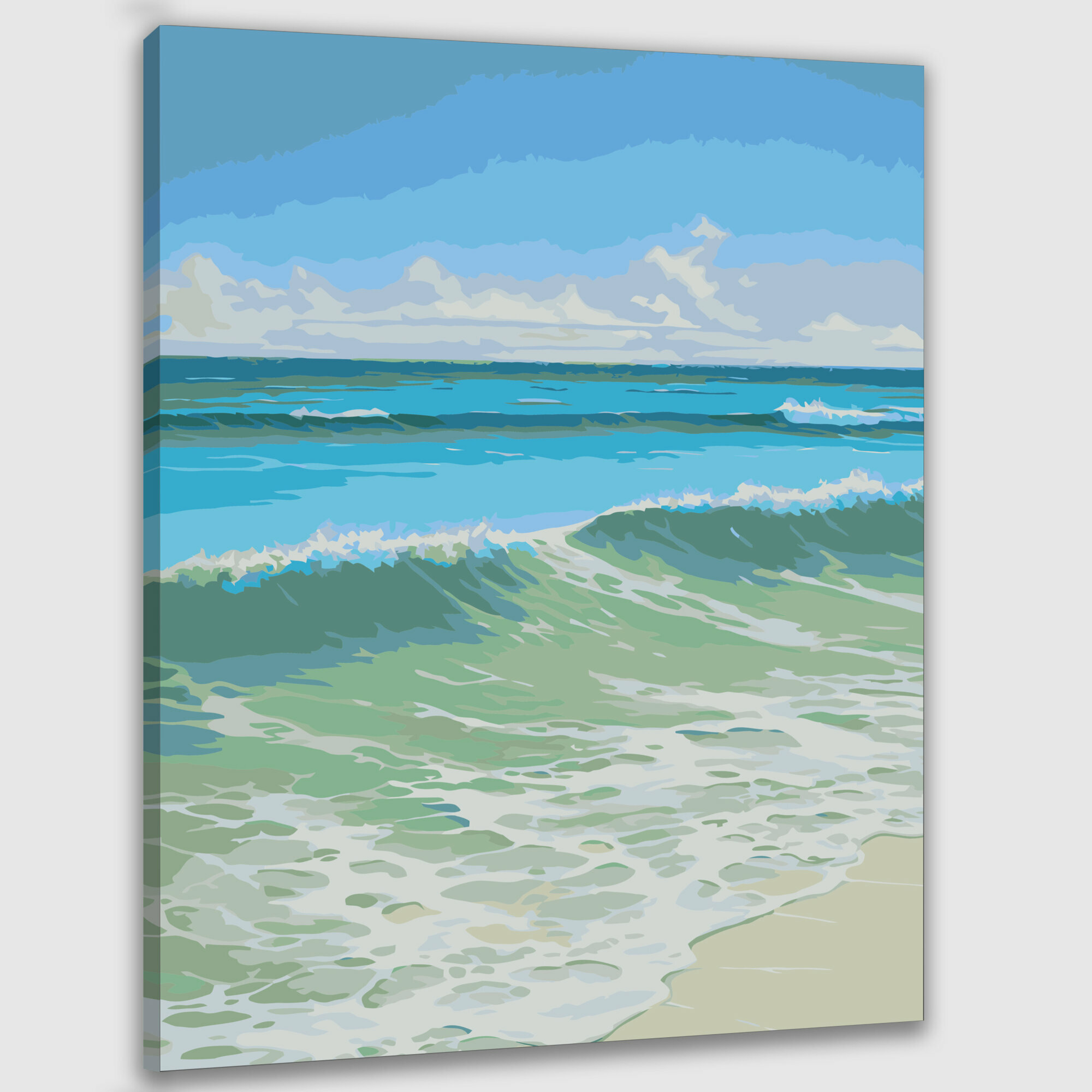 Картина по номерам 40x50 см, картина, масло, пляж, бирюзовые воды, белоснежный песок, нежные волны, безмятежность