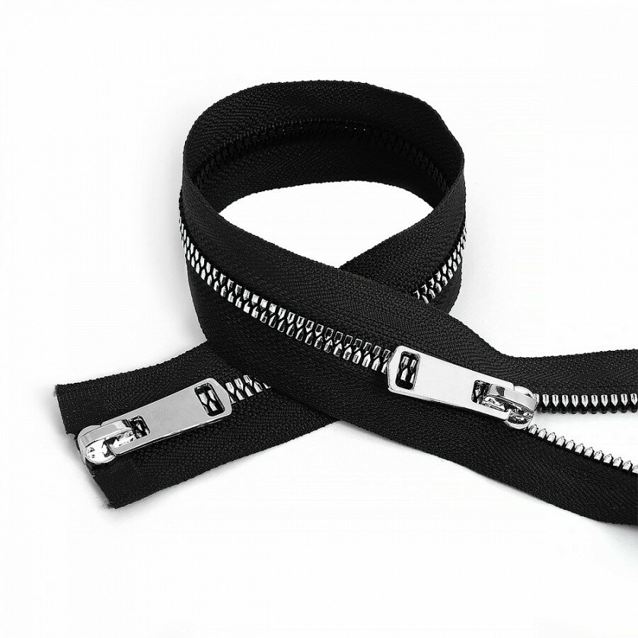 Молния MaxZipper трактор N5 2 замка TT, 80см, цв. черн/серебро