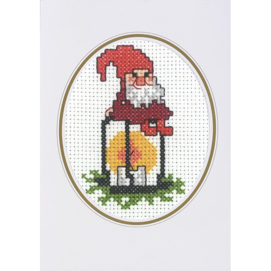 Открытка Гномик и фонарь, набор для вышивания 81-0210 9 х 13 см PERMIN 17-0212