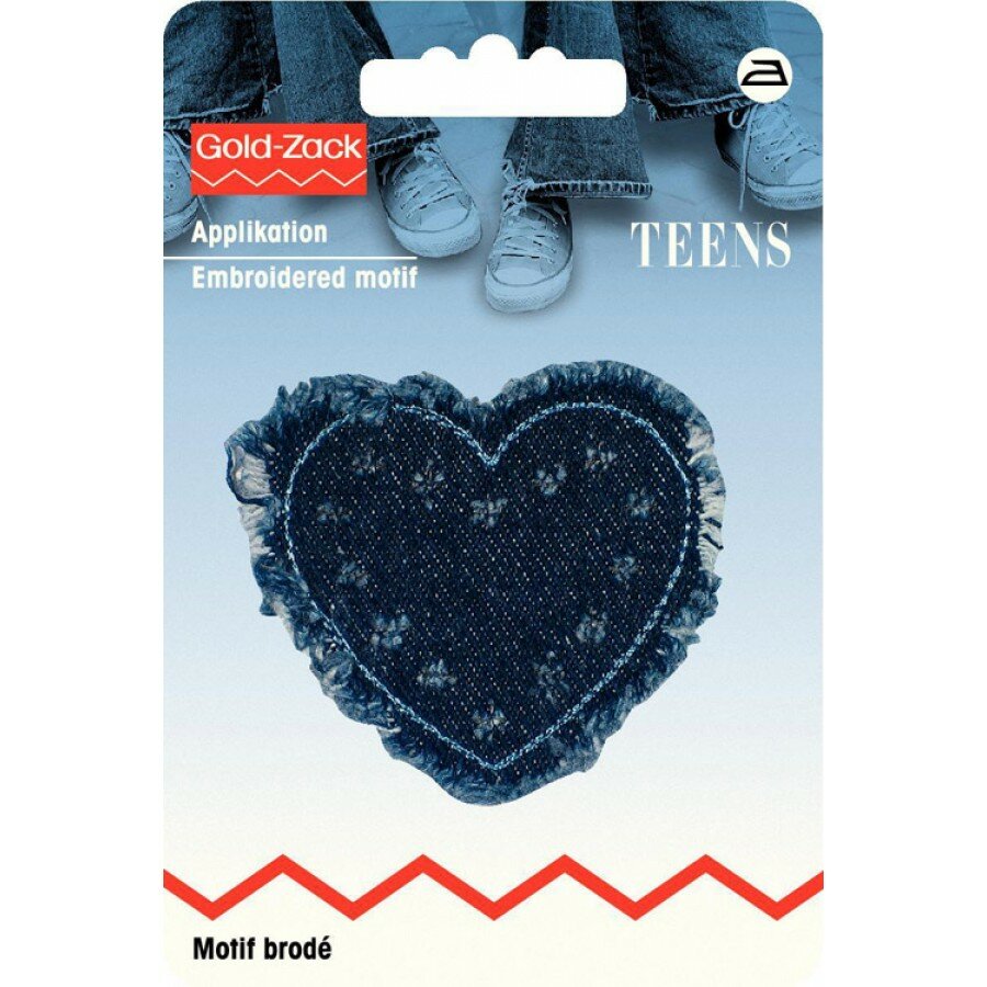 Термоаппликация Сердечко с цветами и бахромой 55*55мм, Prym, 925611