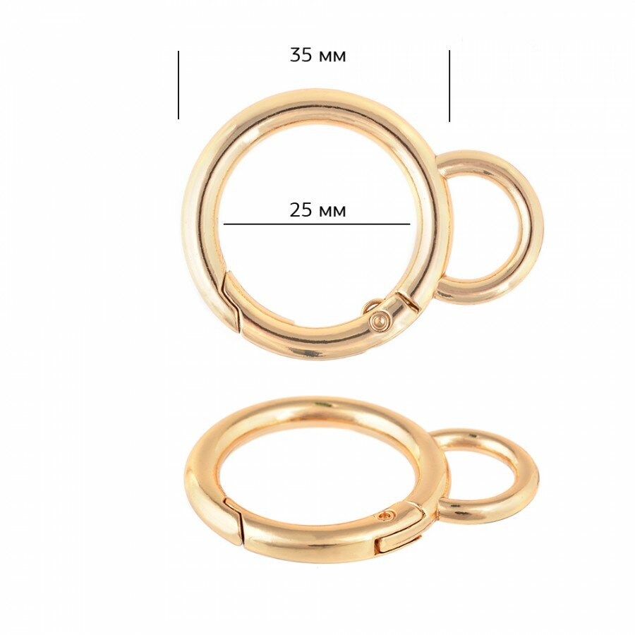 Карабин металл TBY.107924 (внутр. 25мм) цв. золото уп.10шт