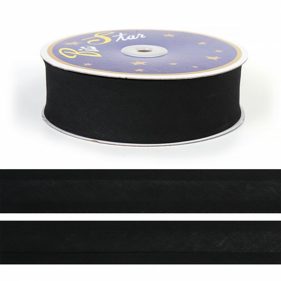 Косая бейка хлопок TBY CB40 шир.40мм F322 черный 27,43 м