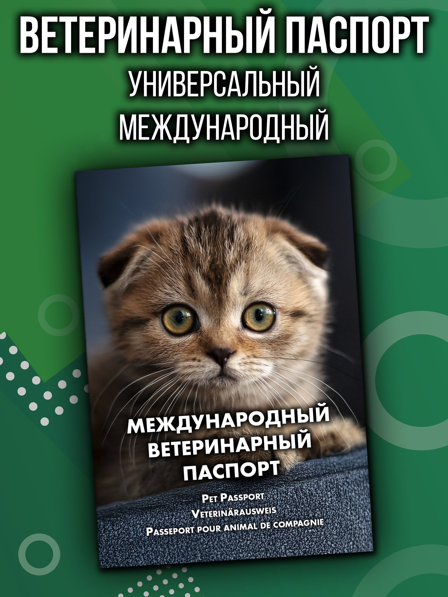 Ветеринарный паспорт для кошек, собак и любых других домашних животных, международный