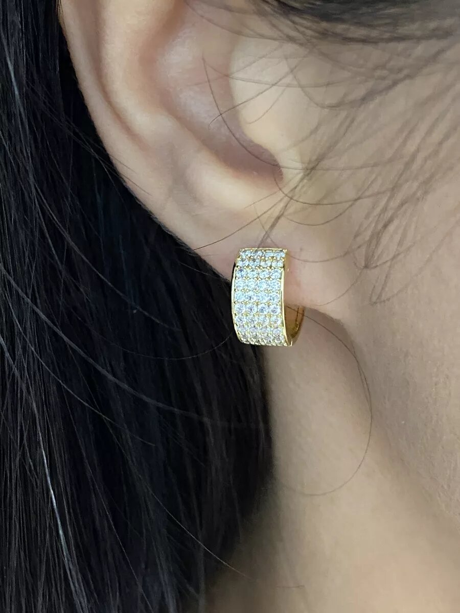 Серьги конго, циркон, кристалл