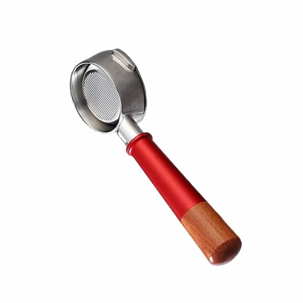 (1 шт.) Ручка для кофемашины из нержавеющей стали, бинауральная ручка для извлечения без дна, 58 мм-красный