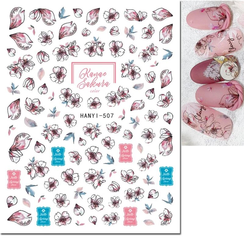 Наклейки на ногти Sakura, розовый, AHANYI507