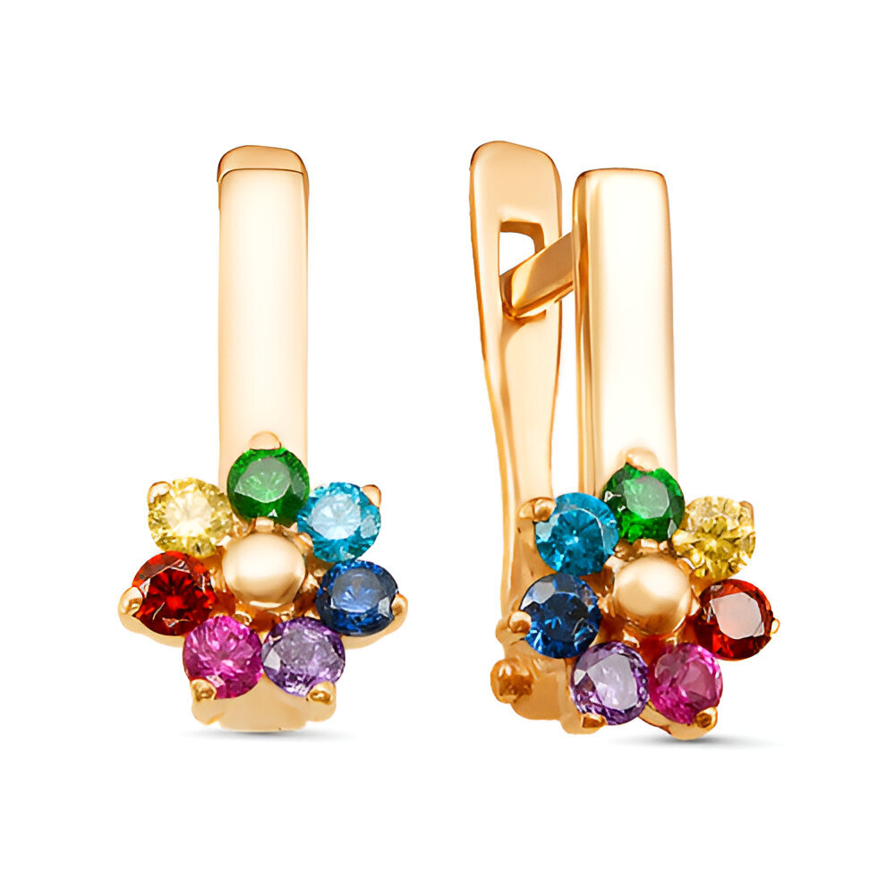 Серьги, красное золото, 585 проба, фианит