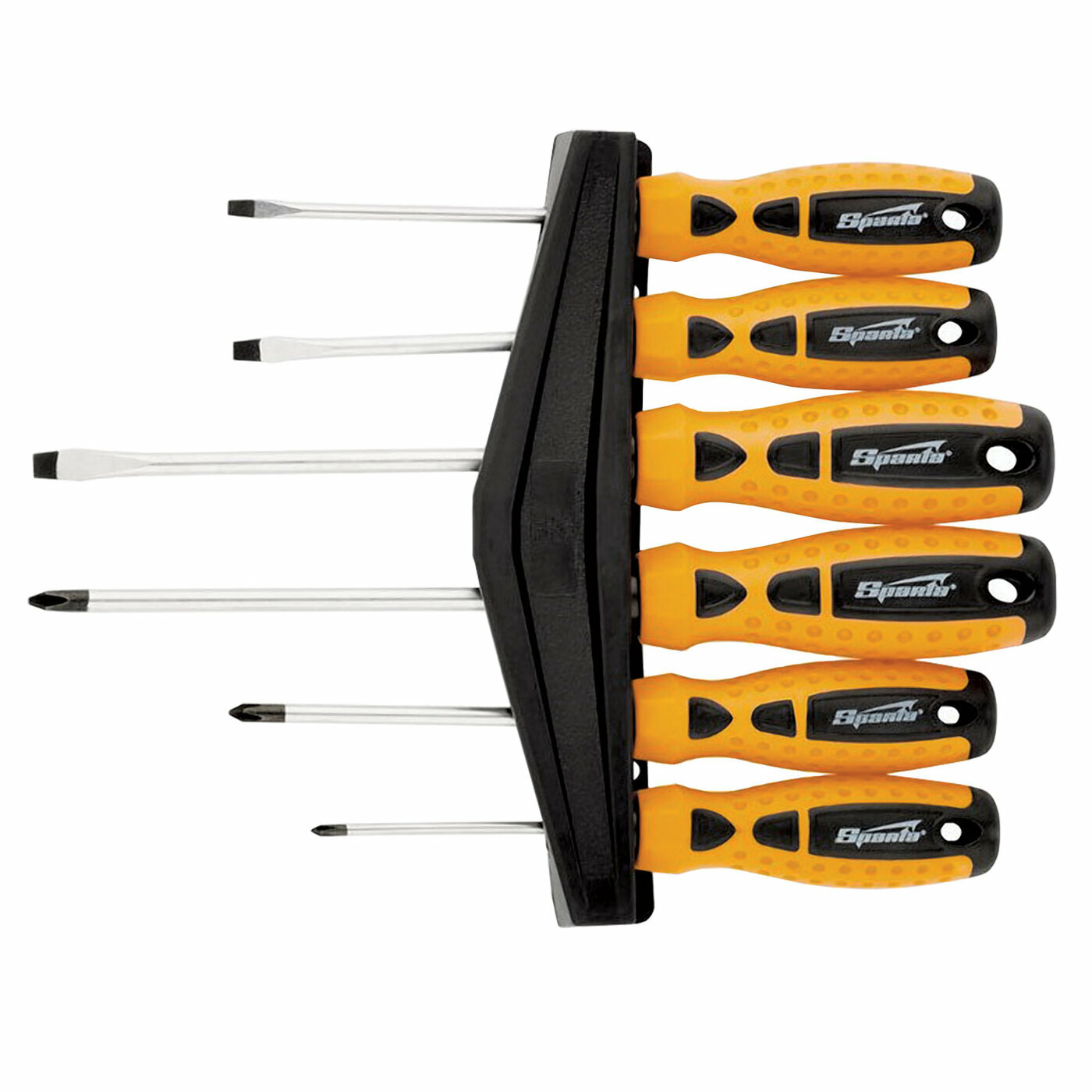 Набор отверток Sparta SL, Ph, 6 шт, Point, CrV, двухкомпонентные рукояти, пластиковый футляр (11782)