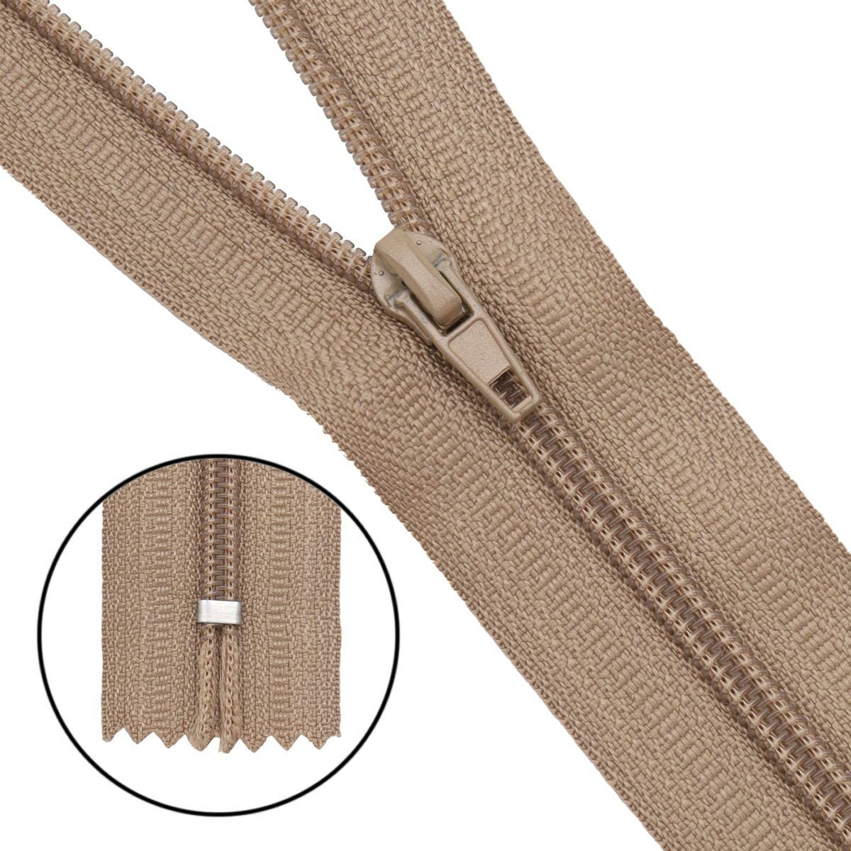 Молния неразъемная брючная Т4 20см, автомат (F294 бежевый), 10 шт