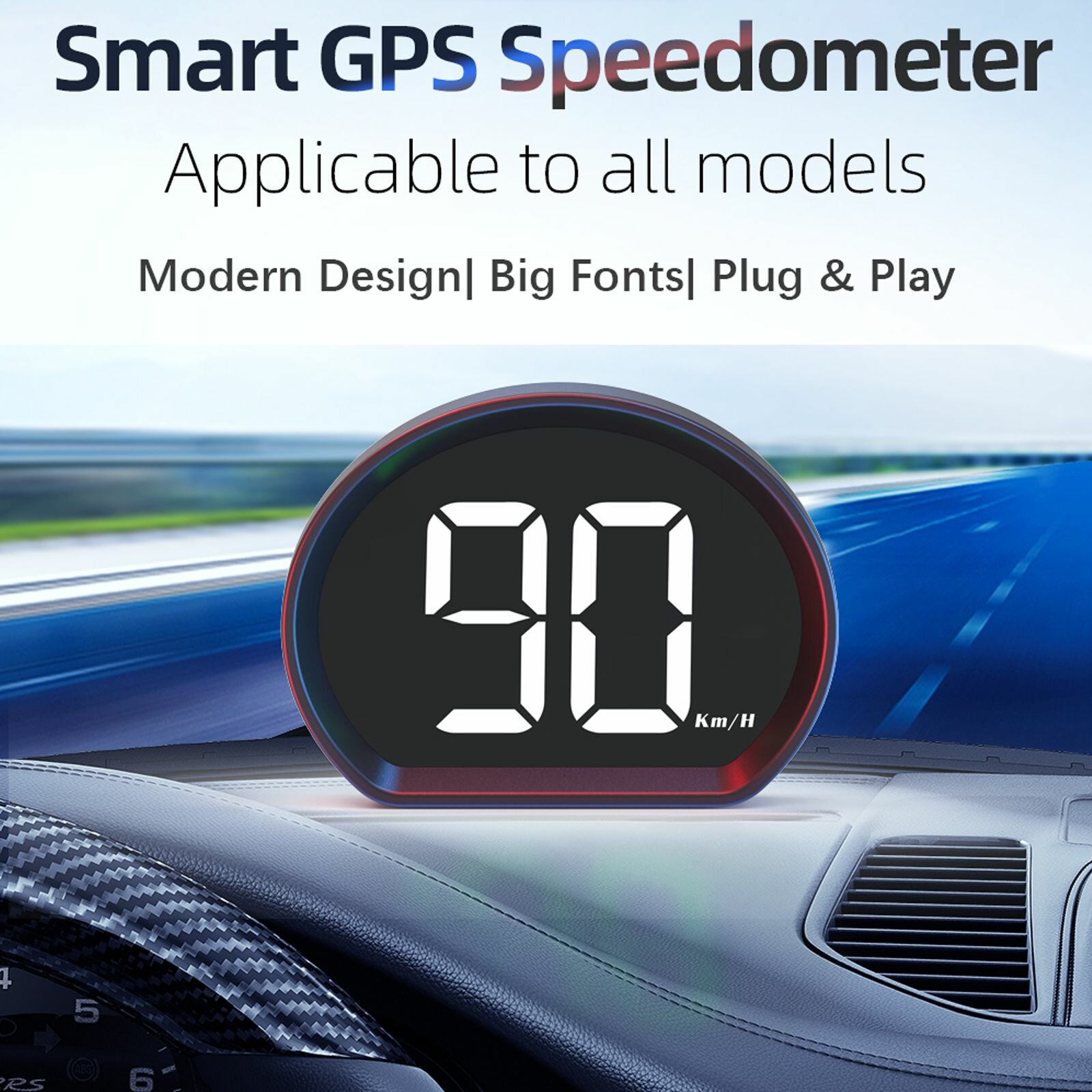 Проекционный дисплей для автомобилей Цифровой GPS Автомобильный спидометр Plug and Play Неразрушающая установка 3-дюймовый большой экран