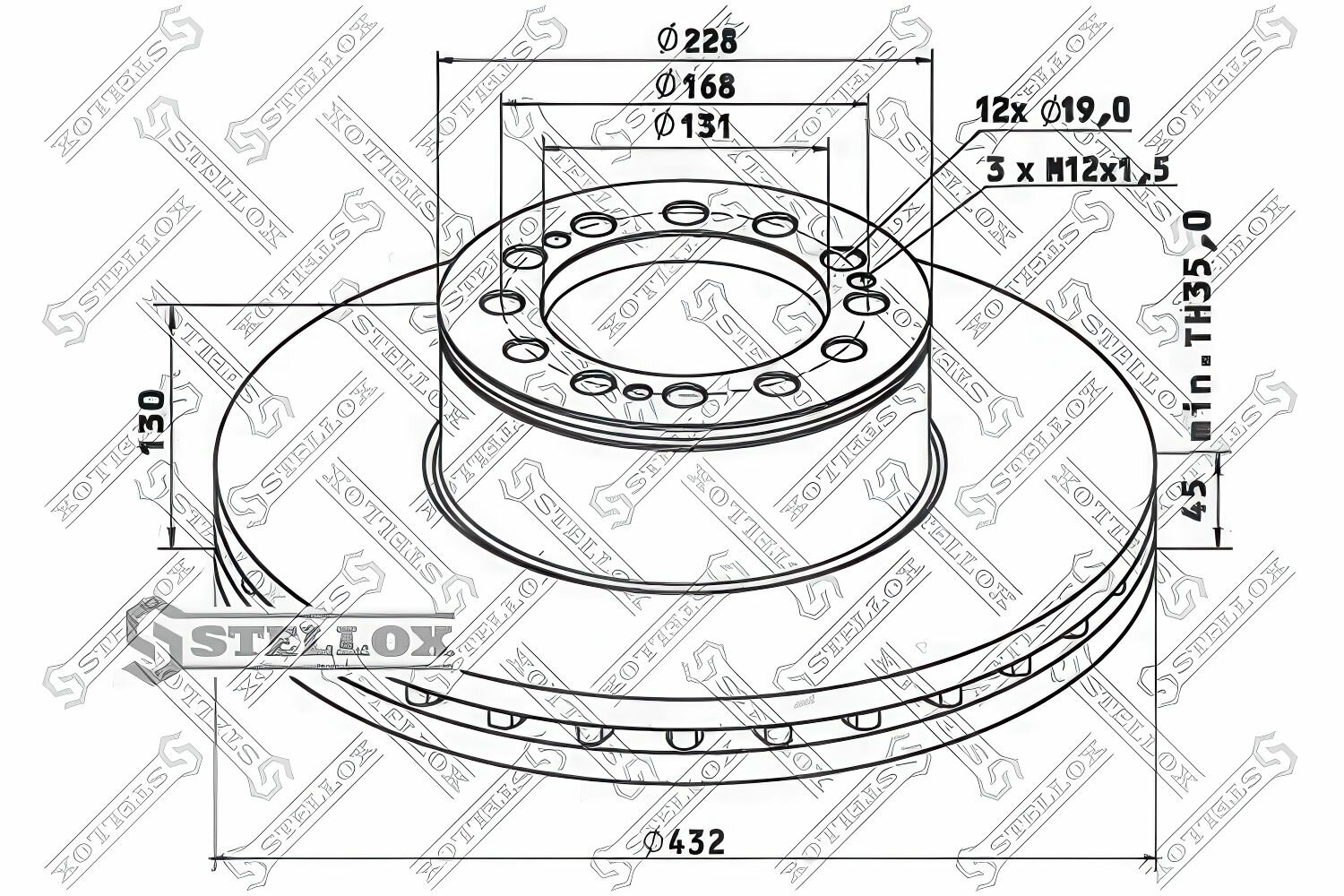 Диск тормозной, для Ман, MAN артикул 85 00714 SX производителя STELLOX