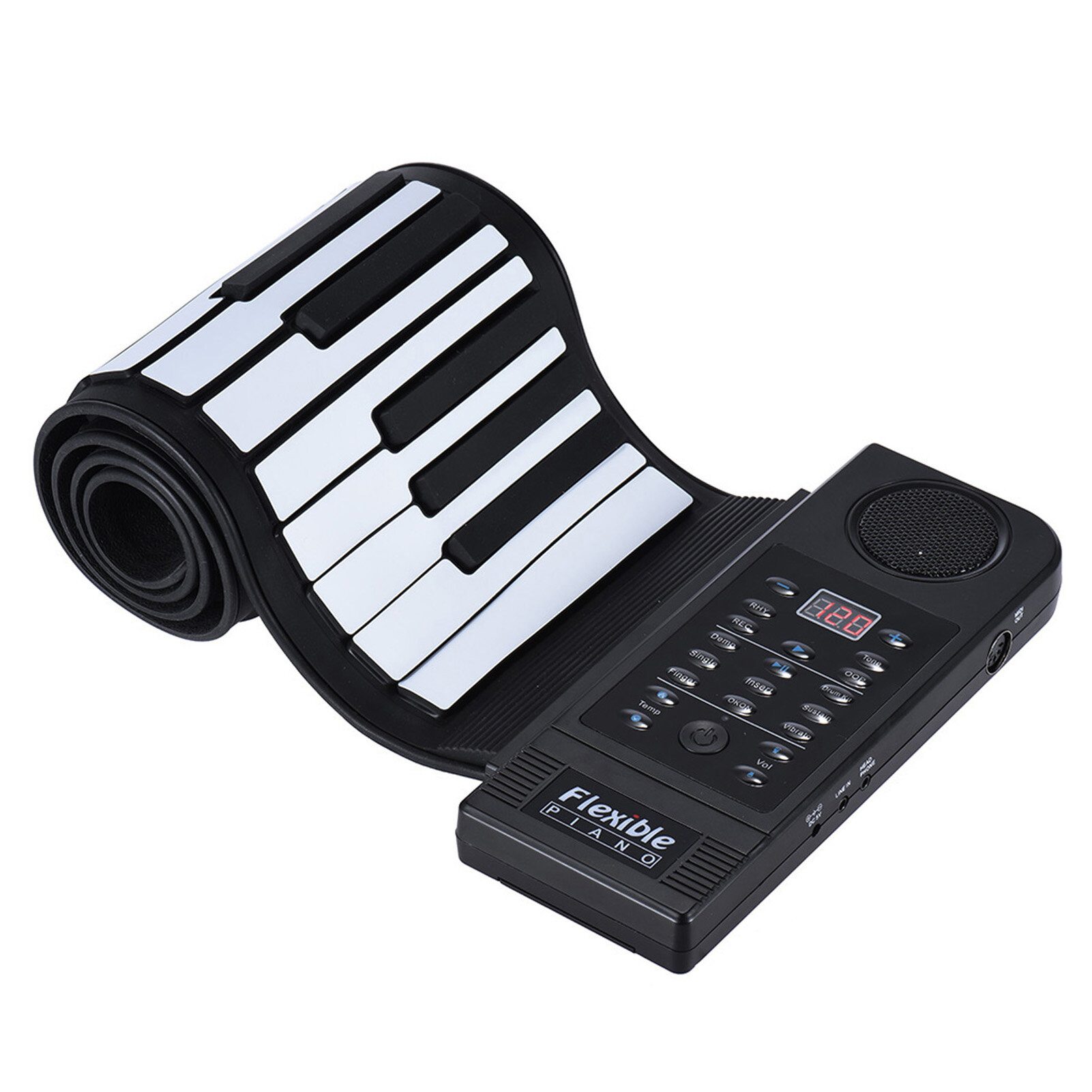 Portable Silicon 61 Keys Roll Up Piano Electronic MIDI Keyboard with Built-in Loud Speaker