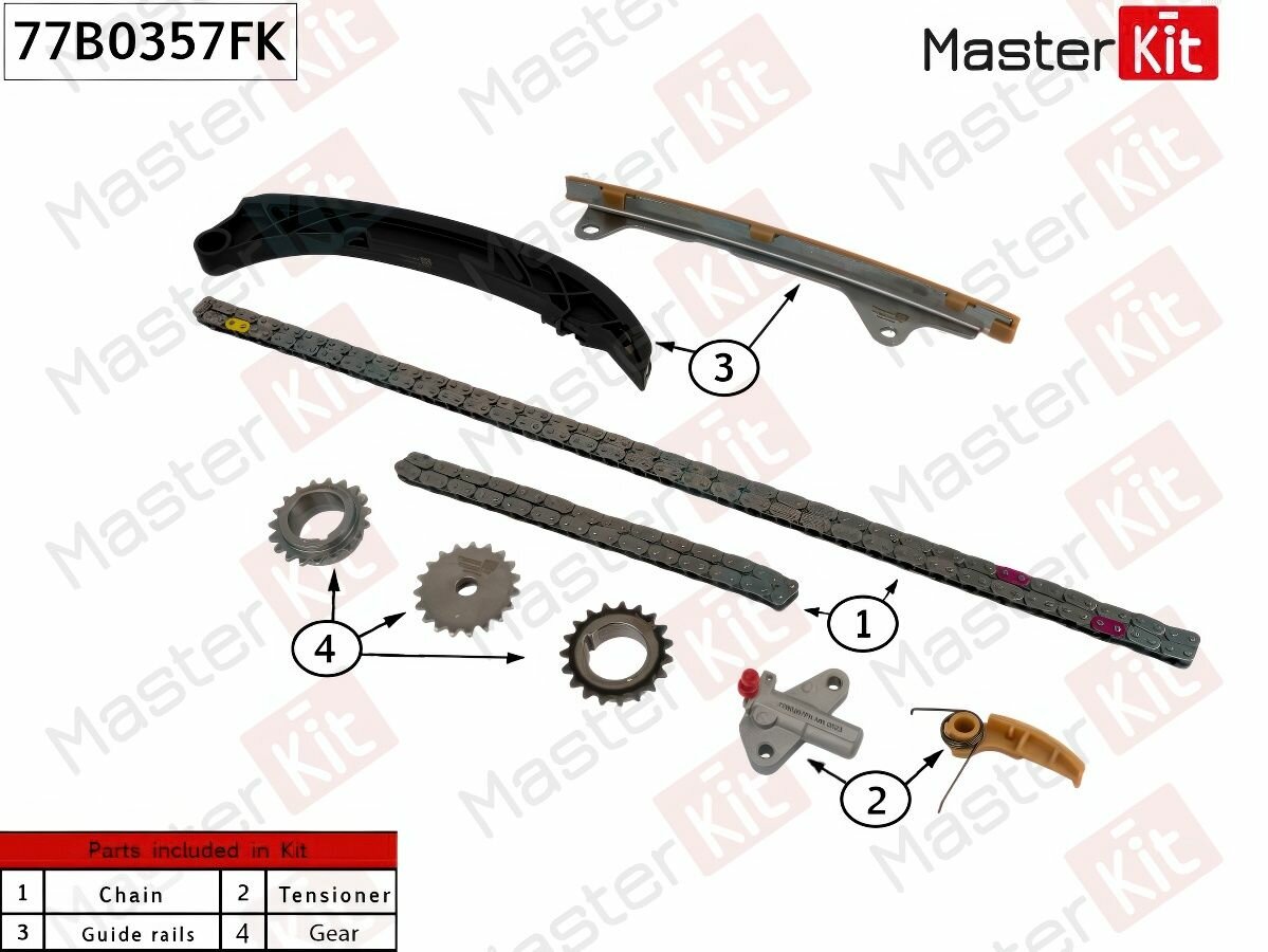 Цепь ГРМ комплект для Лексус ES, Тойота Камри, Рав 4 77B0357FK MASTERKIT