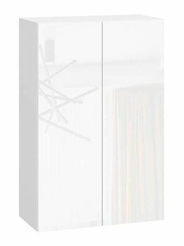 Кухонный модуль навесной, шкаф Тандем с полками, с доводчиками, 60х29.6х91.2 см, Белый / Белый глянец (Бруно)