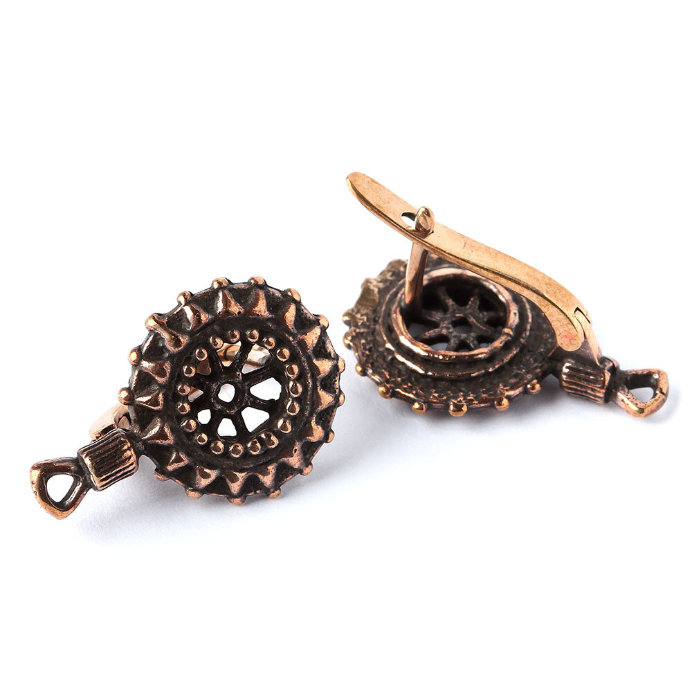 Швензы закрытые, 21.5х14мм, с английским замком, Anna Bronze, Шестерёнка, базовый материал - бронза, цвет античная бронза (медный с чернением), пара