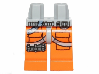 Hips and Orange Legs with SW Rebel Pilot Pockets, Light Bluish Gray Straps, Hose, 3 Bullets Pattern, 970c04pb04 Light Bluish Gray U