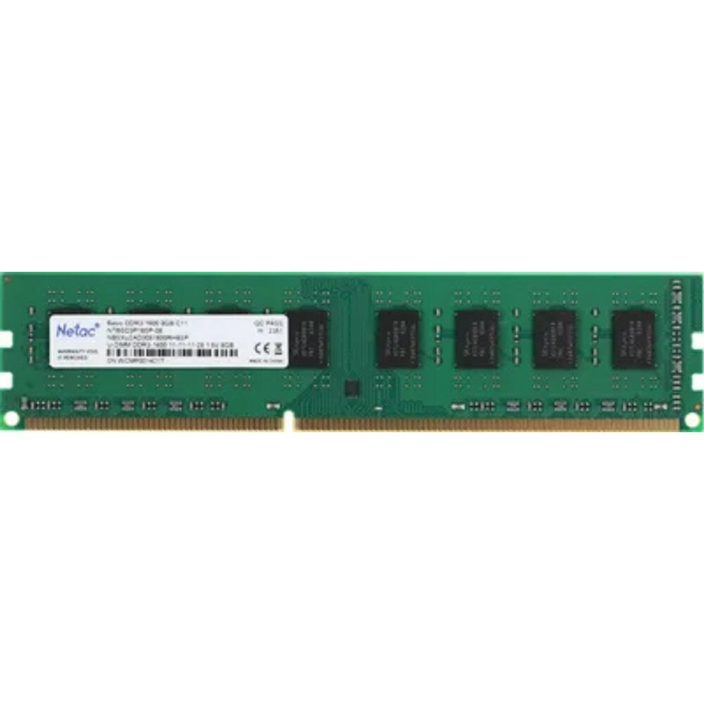 Оперативная память DDR3 Netac DIMM 1x8Гб, 12800МБ/с 1600 МГц