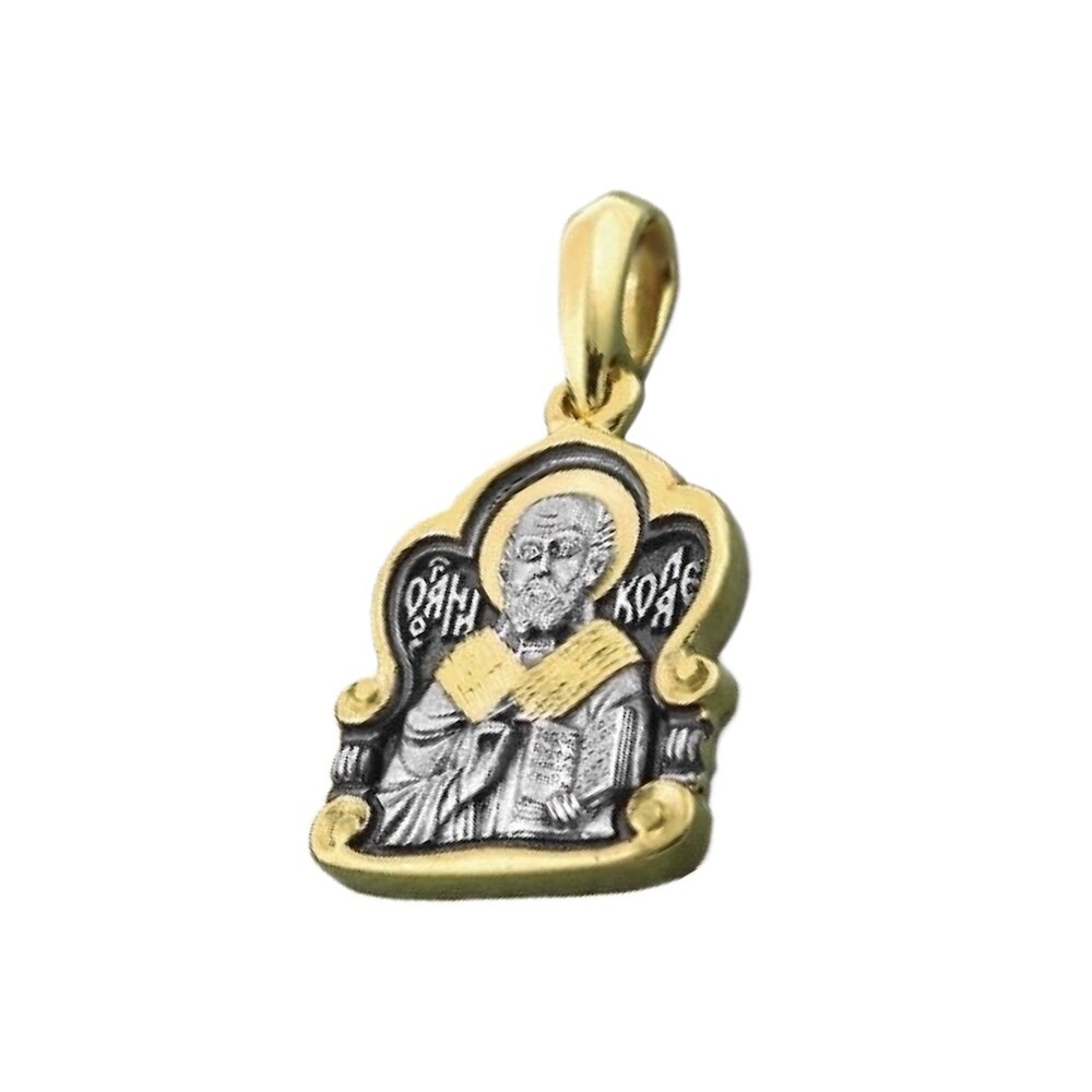 Иконка, серебро, 925 проба, золочение, чернение