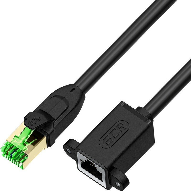 GCR-53716 Greenconnect, Удлинитель патч-корда FTP cat.6 10 Гбит/c RJ45M / RJ45F для подключения интернета c креплением под винт.