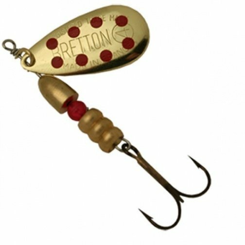 Блесна вращающаяся Bretton, 1150GRD-4, красный/ золотистый/ пятна, 60мм, 9гр, сделано во Франции.