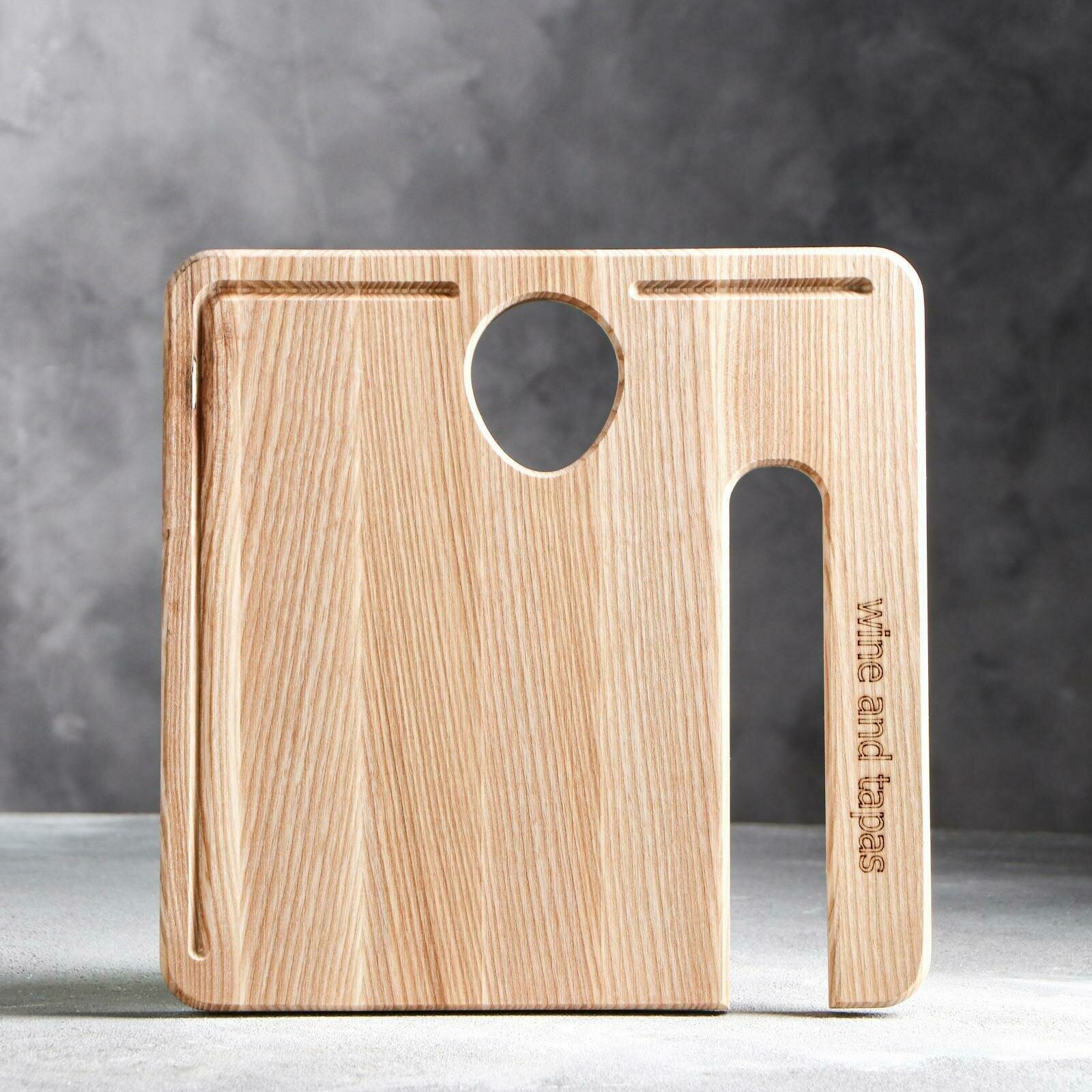 Доска для подачи сыра и вина "Доброе дерево", размер 28×28×2 см, массив ясеня