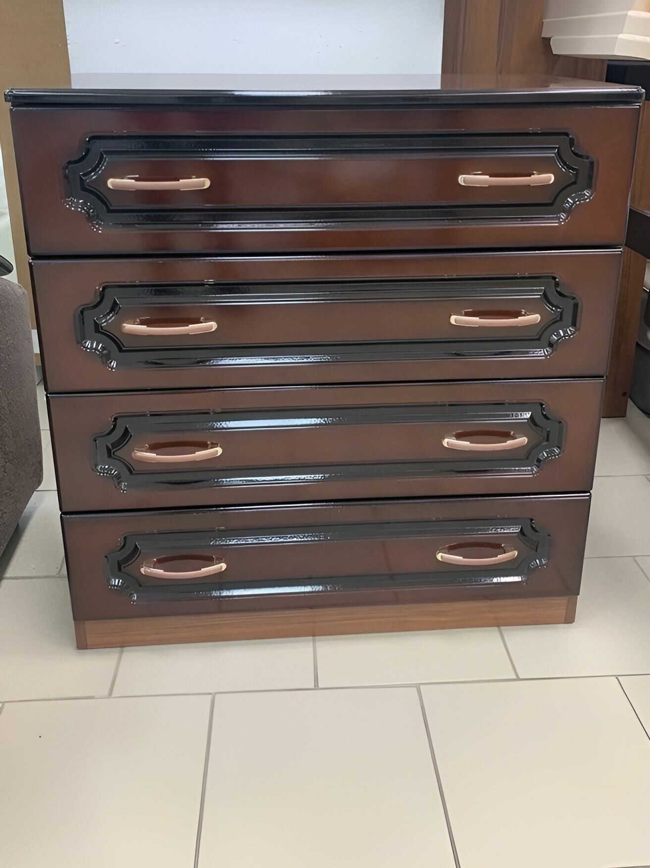 Комод с ящиками, Лакированный, Орех, для одежды